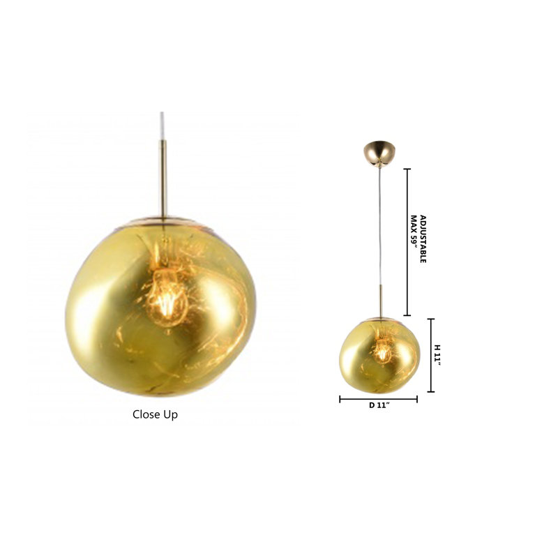Mercer41 1 Light Gold Acrylic Orb Pendant | Wayfair